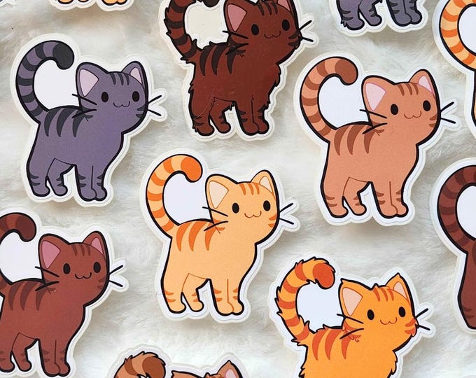 Tabby Cat Sticker Handmade Vinyl / Brown Tabby / Grey Tabby / Orange ...