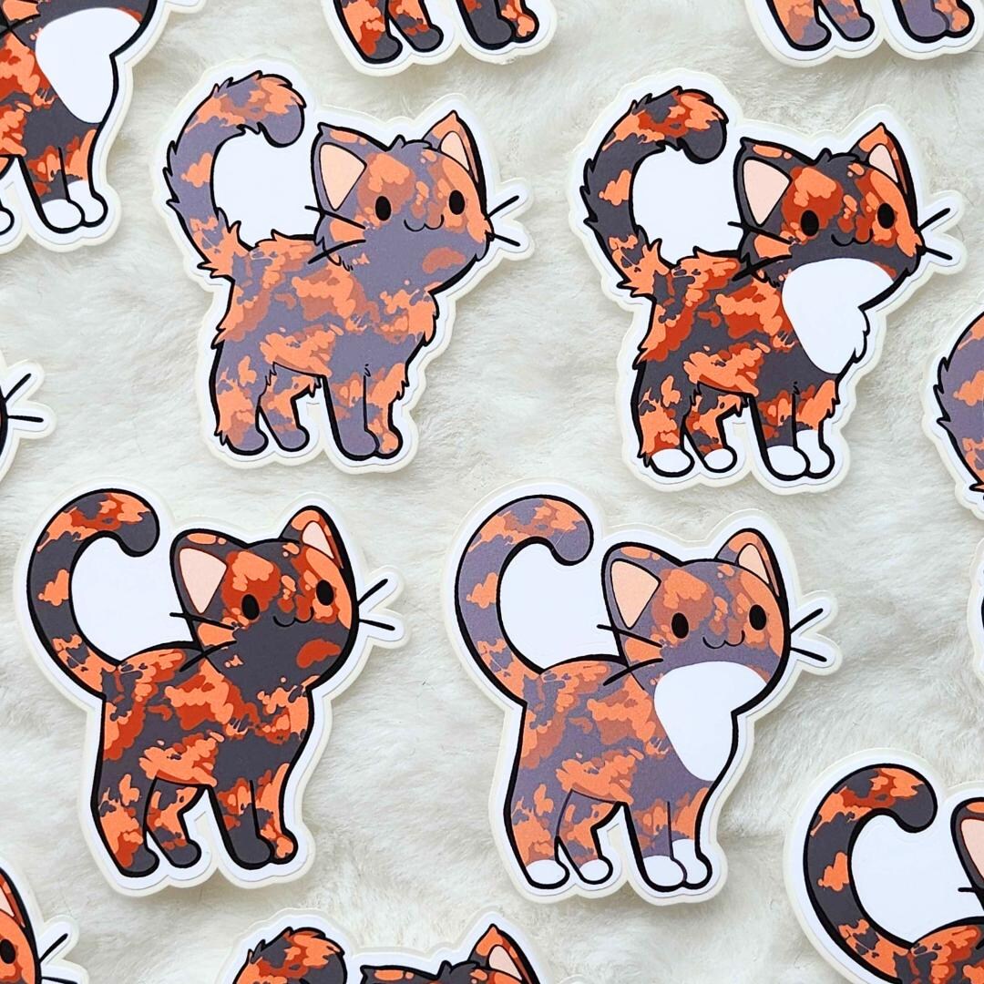 Tortoiseshell Cat Sticker Handmade Vinyl / Tortie / Tortie Calico ...