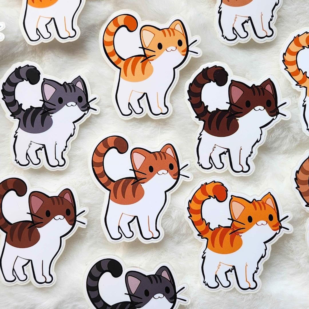 Tabby Tuxedo Cat Sticker Handmade Vinyl / Brown Tabby / Grey Tabby ...