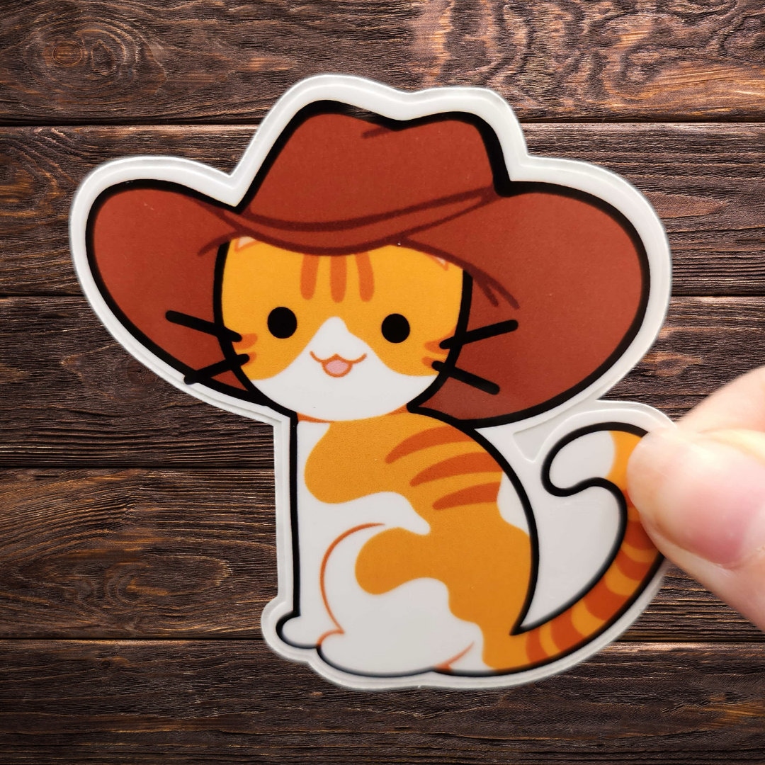 Cowboy Cat Sticker // Cat Sticker // Cute Cat Sticker - Etsy