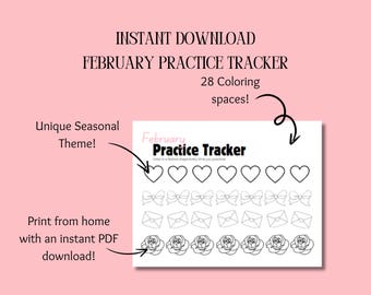 FEBRUARY - Monthly Piano Practice Tracker | Pdf Digital Download ...