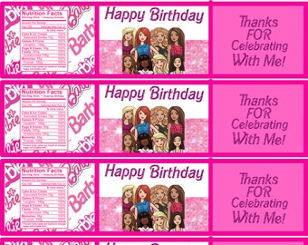Barbie Bottle Water Labels - Etsy