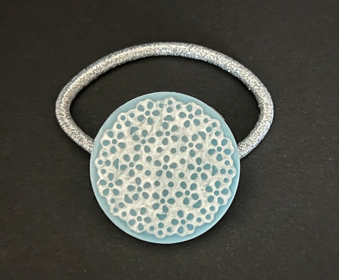 Handmade Lace Resin Hair Tie: Silver Glitter Elastic Ponytail Holder - Etsy