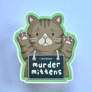 Bad Cat / Murder Mitten Cat Sticker | Cute Animal Stationery ...