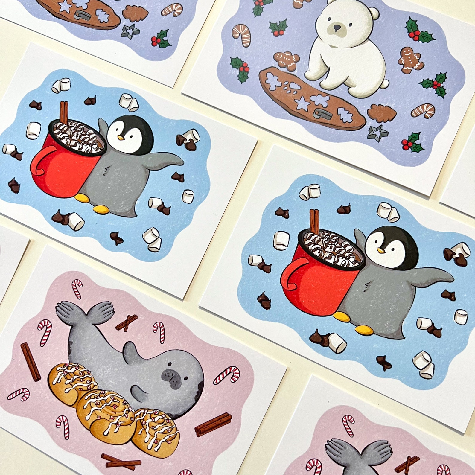 Cute Holiday Animal Postcards & Mini Prints | 4x6 Postcard Set | Animal ...