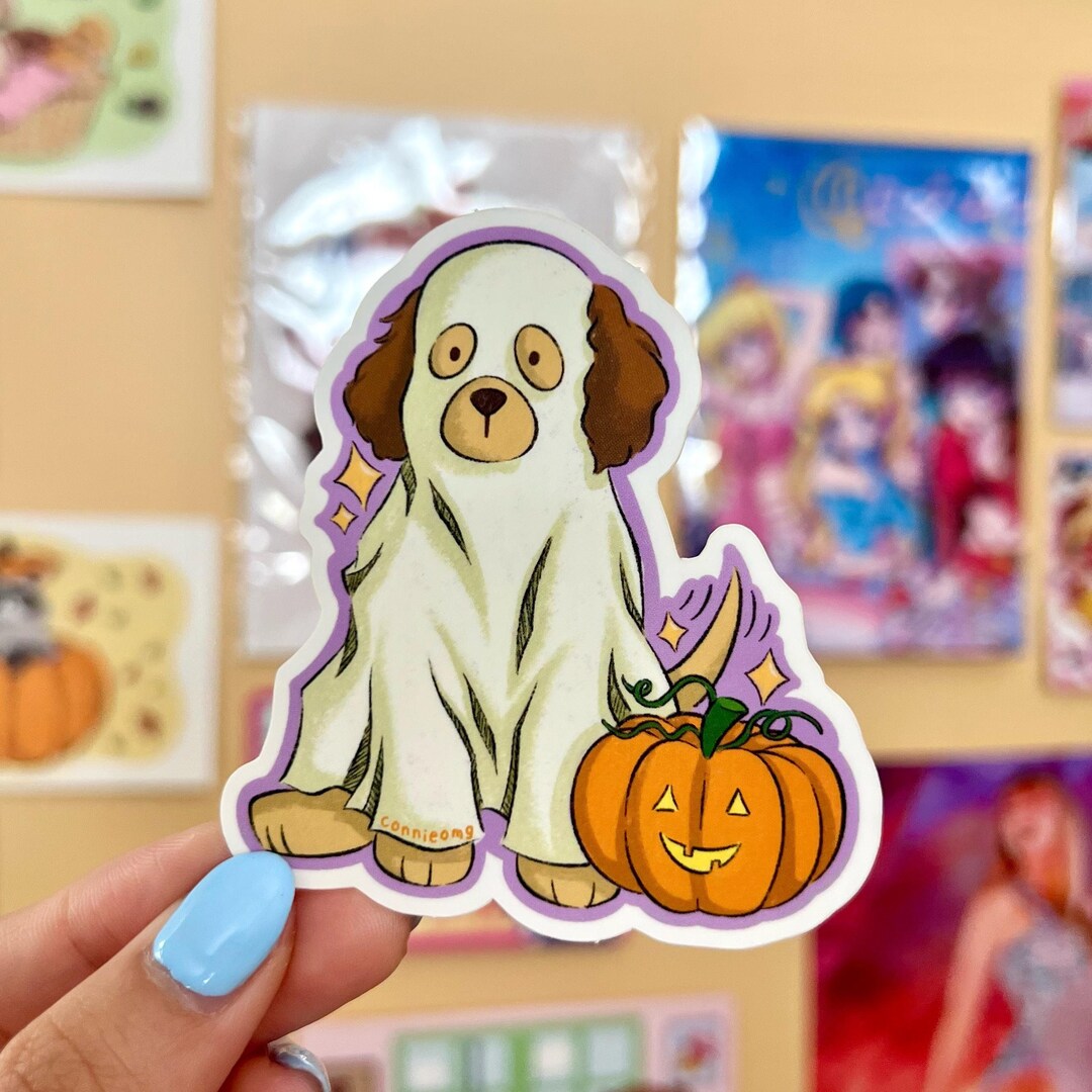 Cute Ghost Dog Sticker | Halloween Stickers | Spooky Vibes | Puppy and ...
