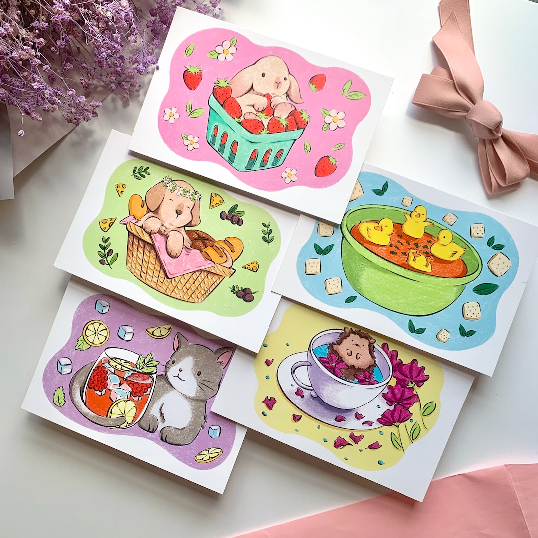 Cute Animal Postcards & Mini Prints | 4x6 Postcard Set | Animal ...