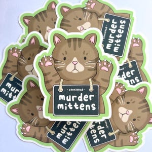 Bad Cat / Murder Mitten Cat Sticker | Cute Animal Stationery ...