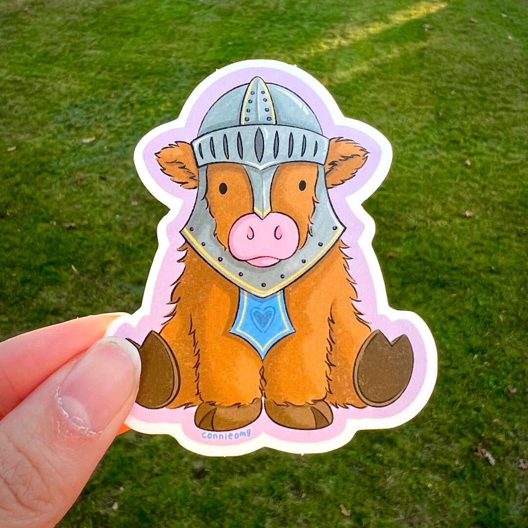 Sir Loin Cow Knight Sticker Baby Highland Cow Cute Stationery ...