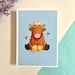 Cute Cowboy Cow - Art Print | 5x7 Art Print | Hand Drawn Illustration ...