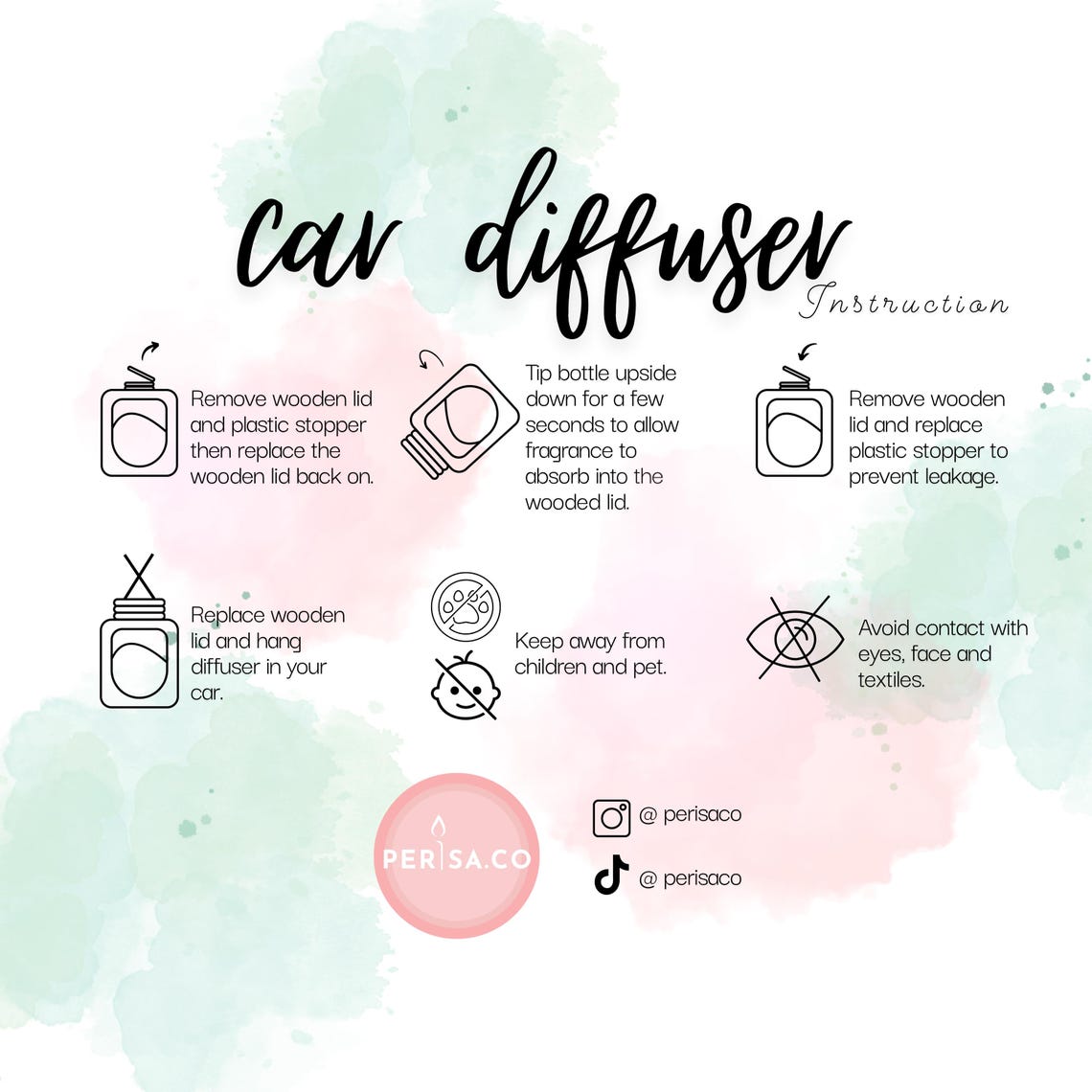 Car Diffuser, Hanging Car Oil Diffuser, Car Air Freshener, Wooden ...