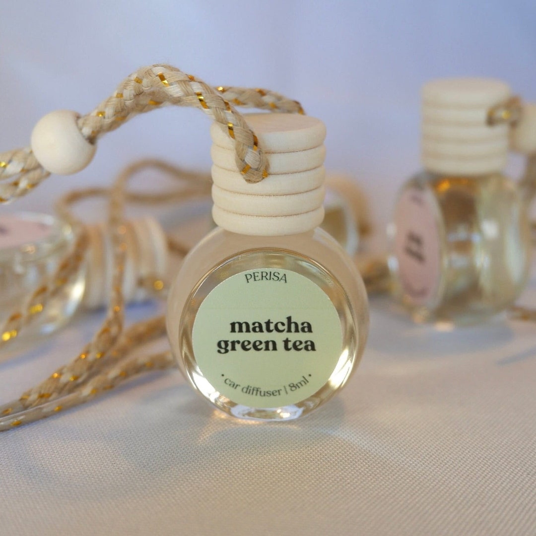 Matcha Green Tea Car Diffuser - Hanging Wooden Air Freshener, Scented ...