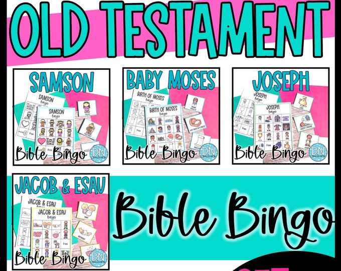 Bible Bingo Set for Kids Bible Story Activity, Old Testament Bible ...