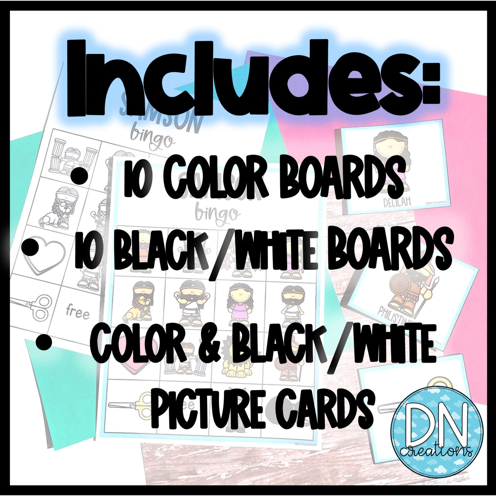 Samson Bible Bingo L Samson and the Philistines Bible Story L Sunday ...