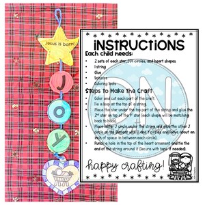 Nativity Craft: Joy Christmas Ornament, Sunday School Activity (PDF ...