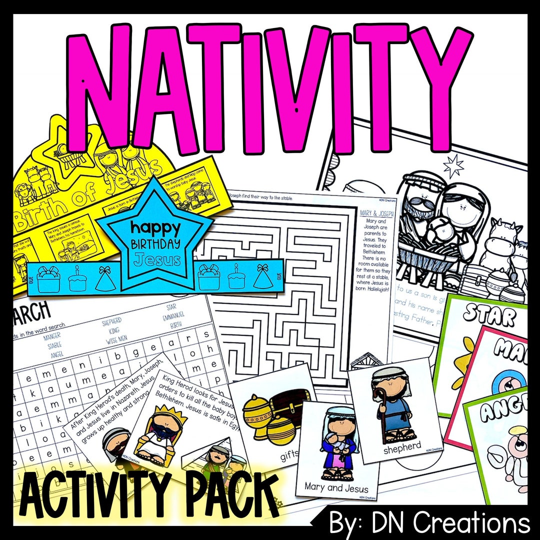 Nativity Activity Pack L Birth of Jesus Bible Study and Crafts L ...