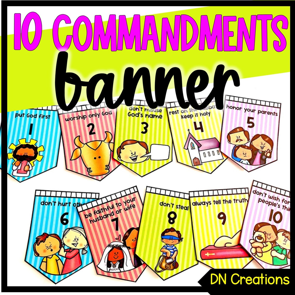 Ten Commandments Bible Posters for Kids: Sunday School Room Decor (PDF ...