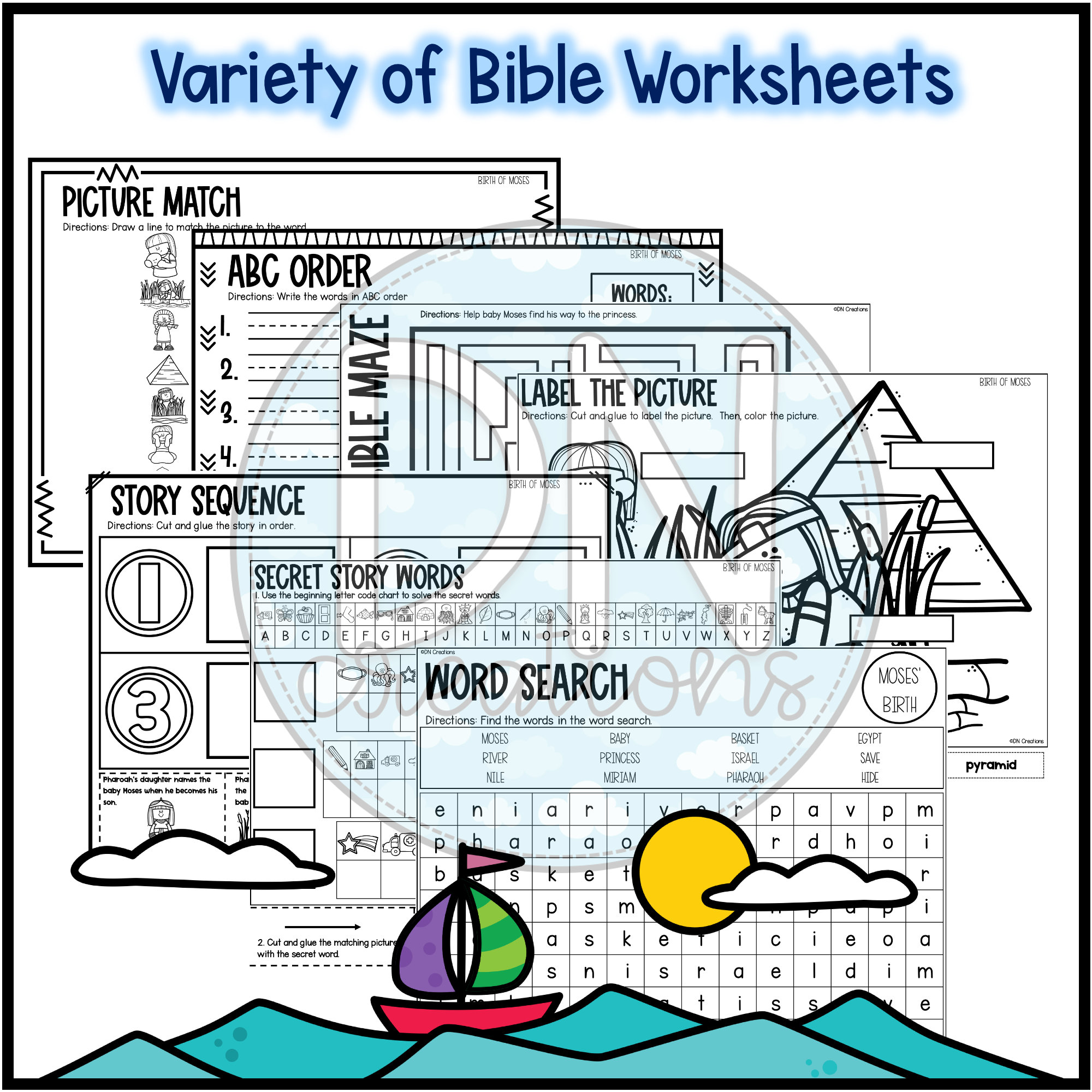 Birth of Moses Bible Activities L Baby Moses Bible Study for Kids for ...