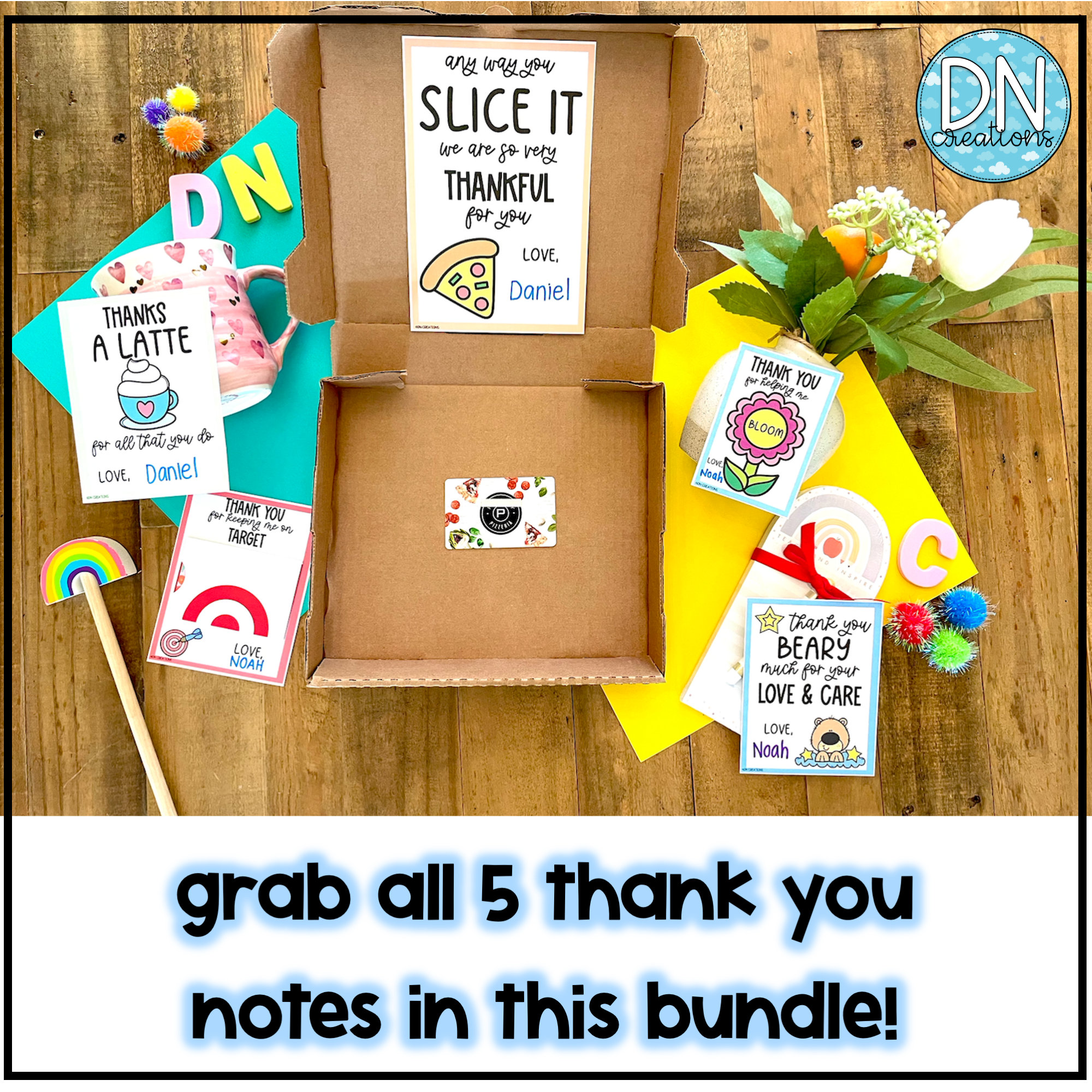 Teacher Appreciation Thank You Notes and Gift Tags Bundle Teacher Thank ...