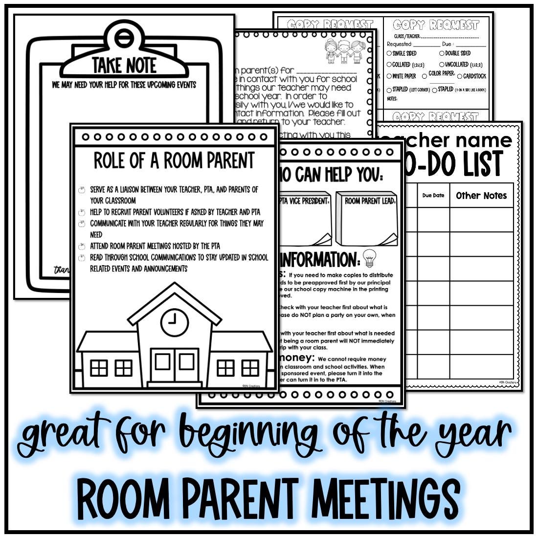 Room Parent Resources: Editable PTA Handouts (PDF & Powerpoint) - Etsy