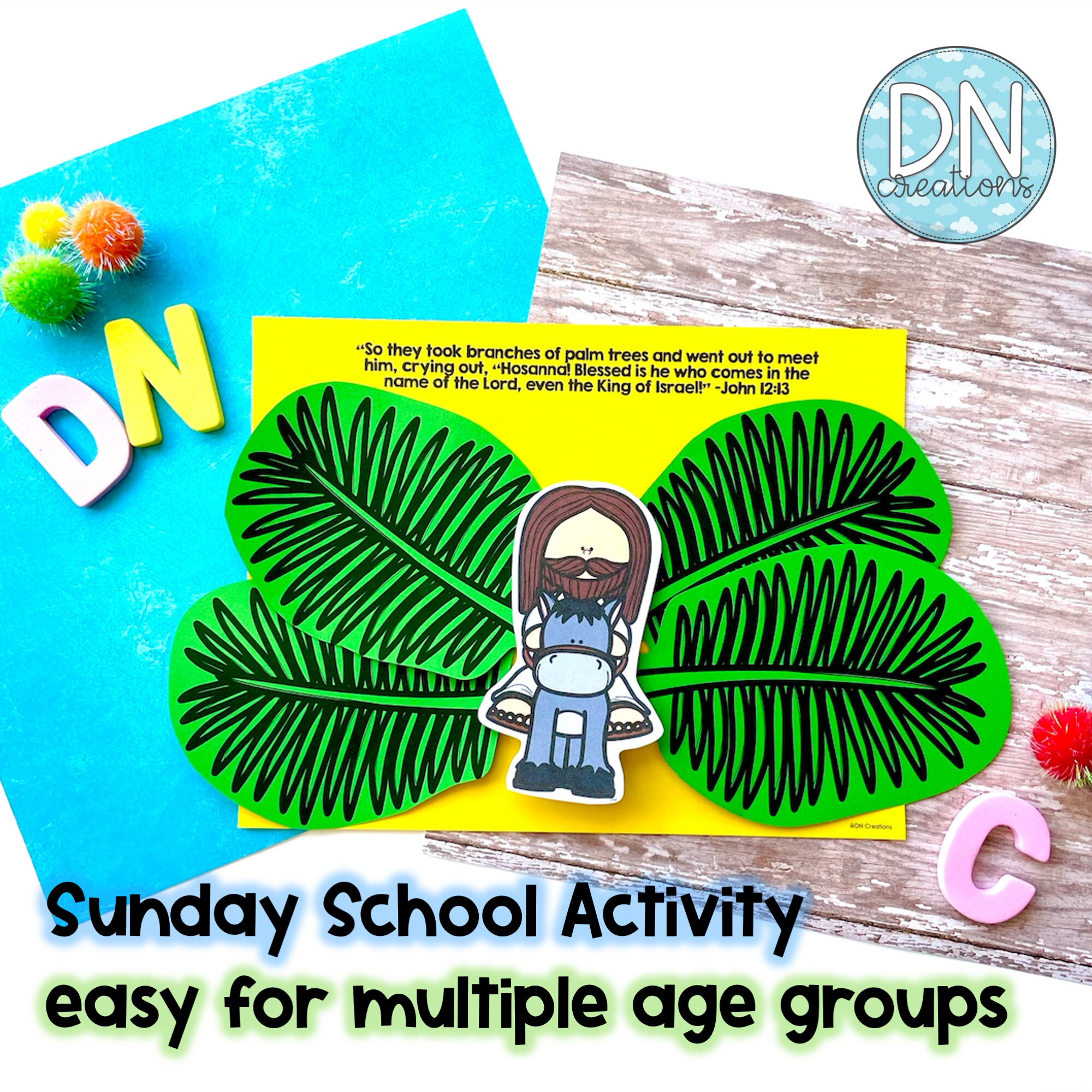 John 12:13 Bible Memory Verse Craft | Palm Sunday Craft | Jesus on a ...