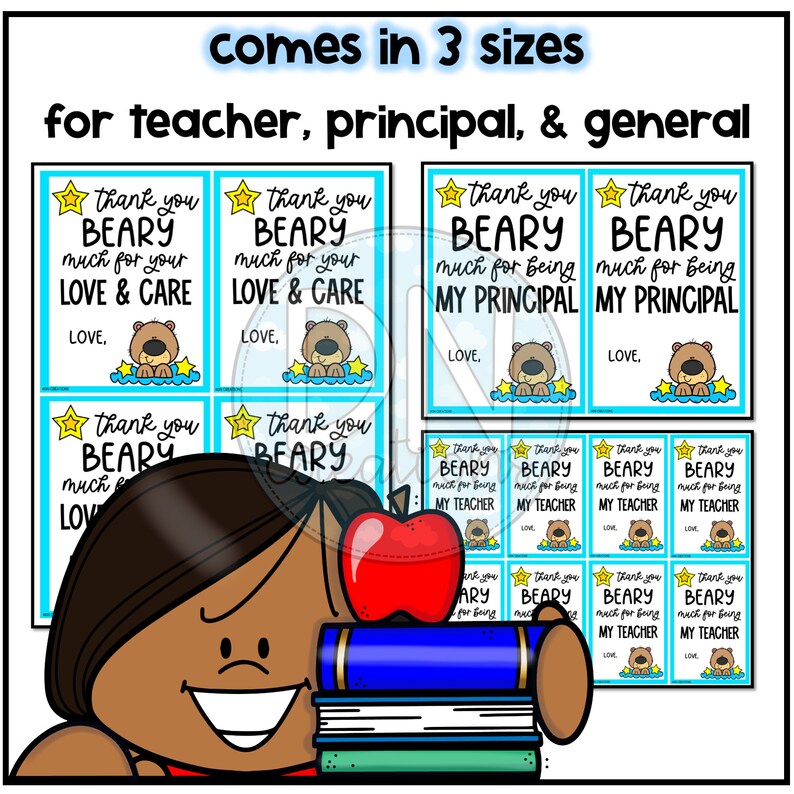 Teacher Appreciation Notes | Thank You BEARY Much | Teacher Gift Card ...