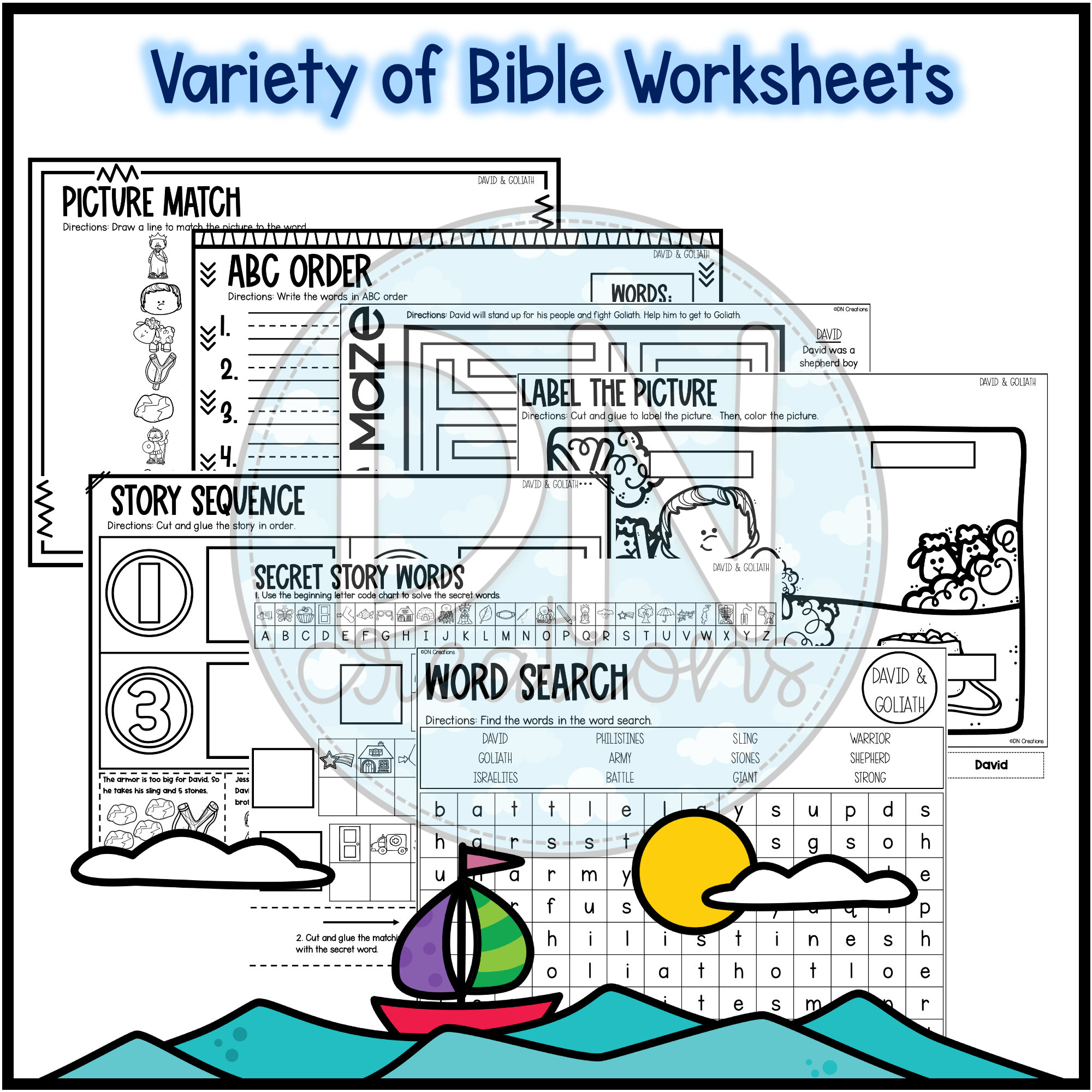 David and Goliath Bible Printables L David Bible Study for Sunday ...