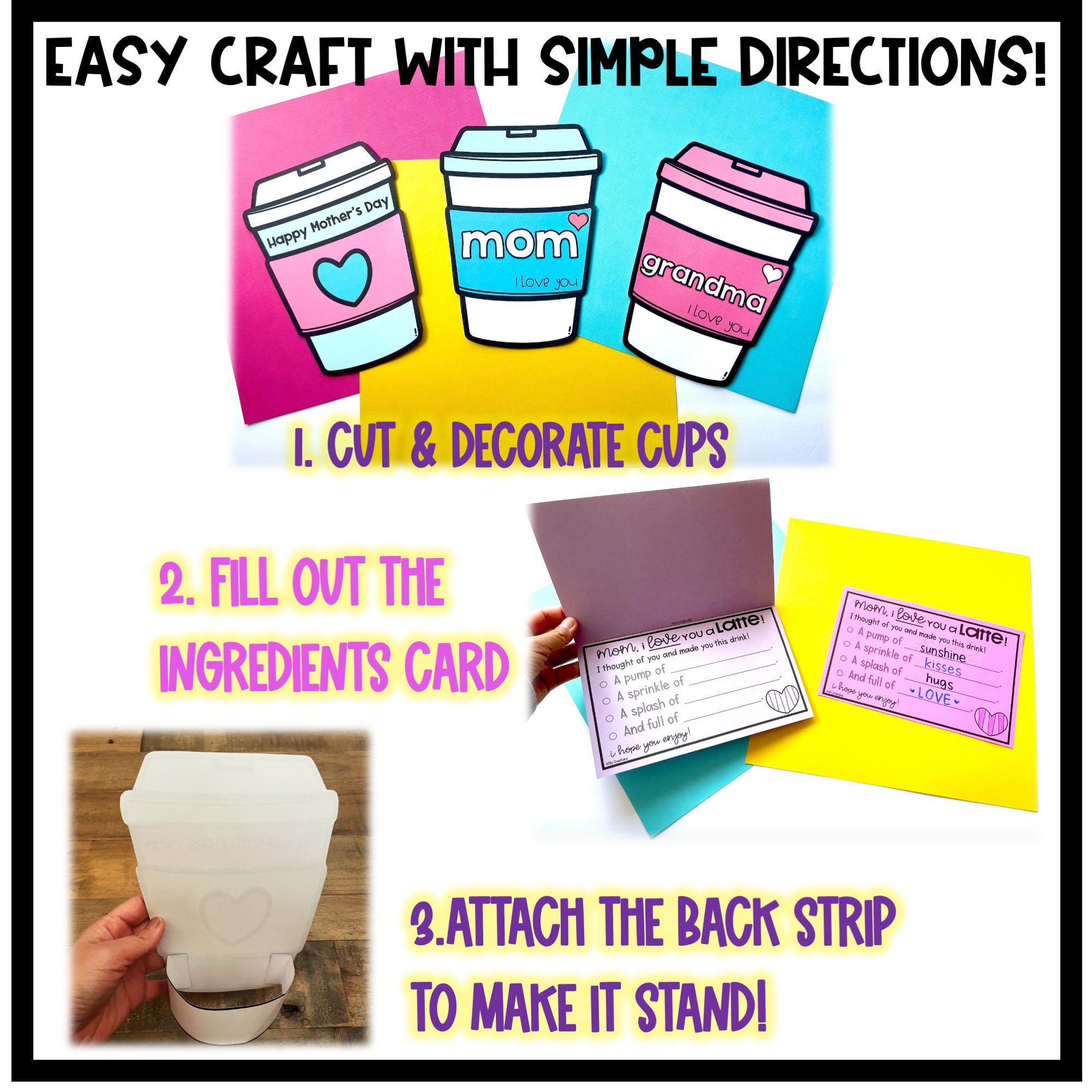 Mother's Day Craft and Card L I Love You a Latte Craft L Valentine for ...