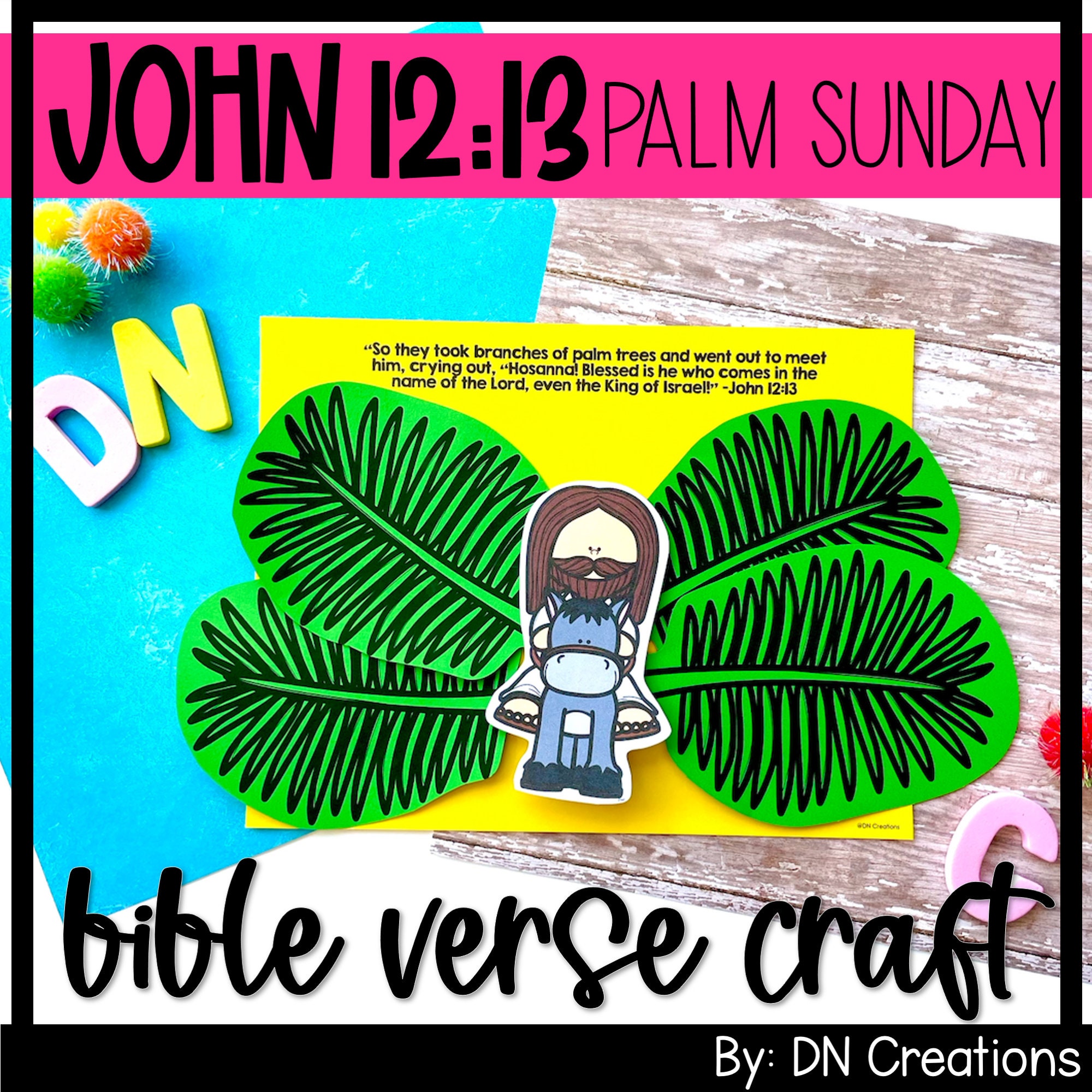 John 12:13 Bible Memory Verse Craft | Palm Sunday Craft | Jesus on a ...