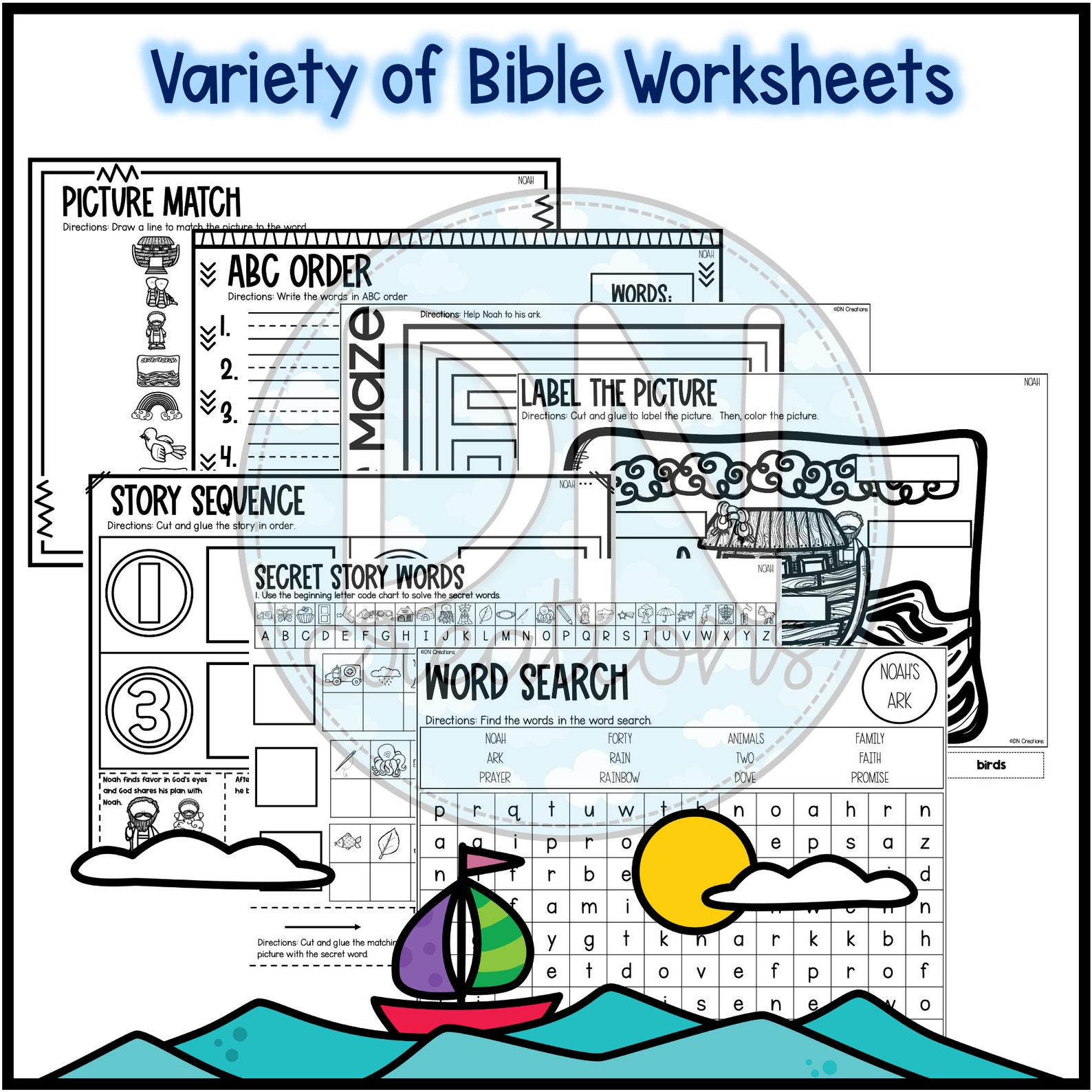 Noah Bible Activity L Noah's Ark Bible Study Lessons and Activities for ...