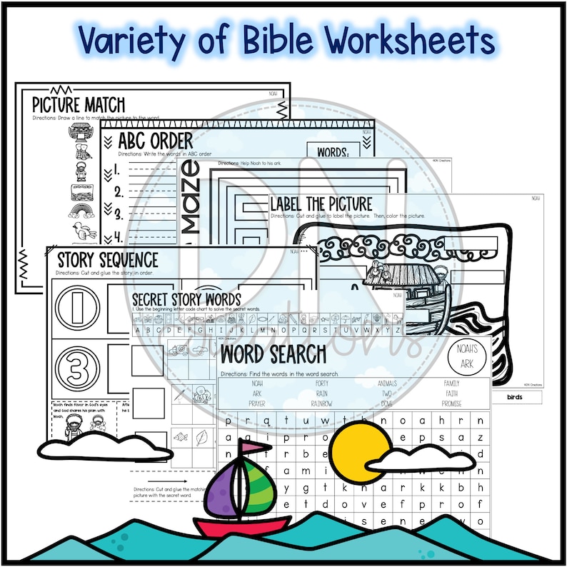 Noah Bible Activity L Noah's Ark Bible Study Lessons and Activities for ...