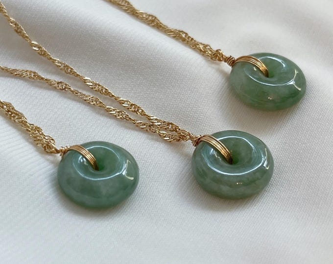 Myanmar Jade Non-tarnish 14K Gold Twist Chain Necklace, Jade Necklace ...