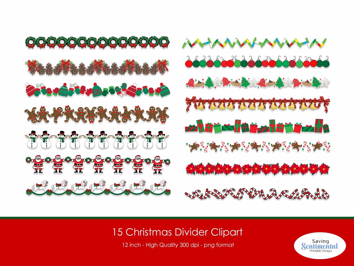 Christmas Borders Clipart, Set of 45 Christmas Borders, Columns and ...