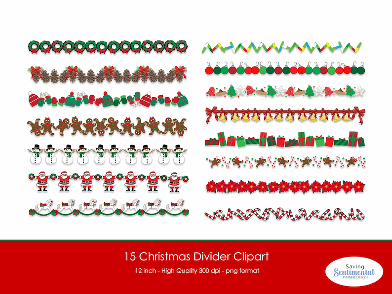 Christmas Borders Clipart, Set of 45 Christmas Borders, Columns and ...