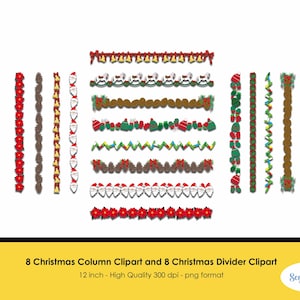 Christmas Borders Clipart, Set of 24 Christmas Clipart Borders, Columns ...