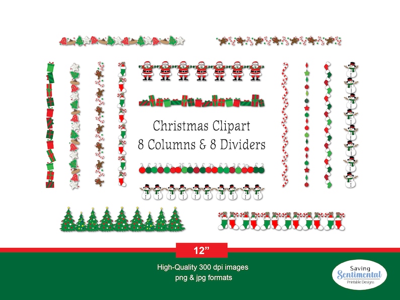 Christmas Borders Clipart, Page Dividers, Columns (digital Download) - Etsy
