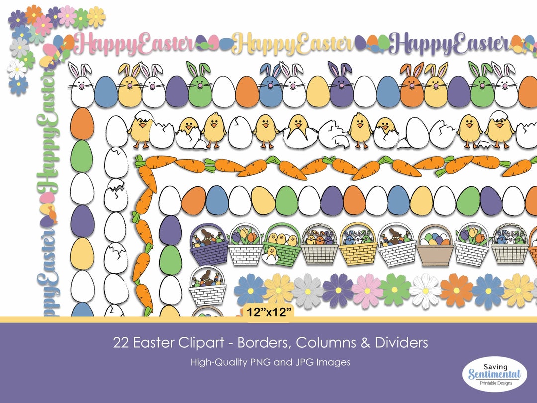Digital Easter Clipart Borders & Dividers, Page Border, Easter PNG ...