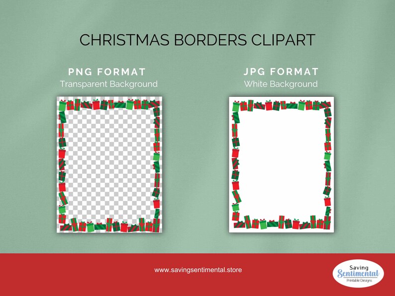 Christmas Borders Clipart, Holiday Frames, PNG (digital Download) - Etsy