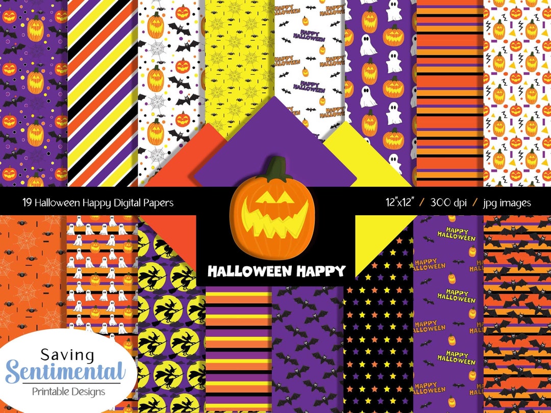 Halloween Pumpkin Digital Papers, Halloween Background, Halloween ...