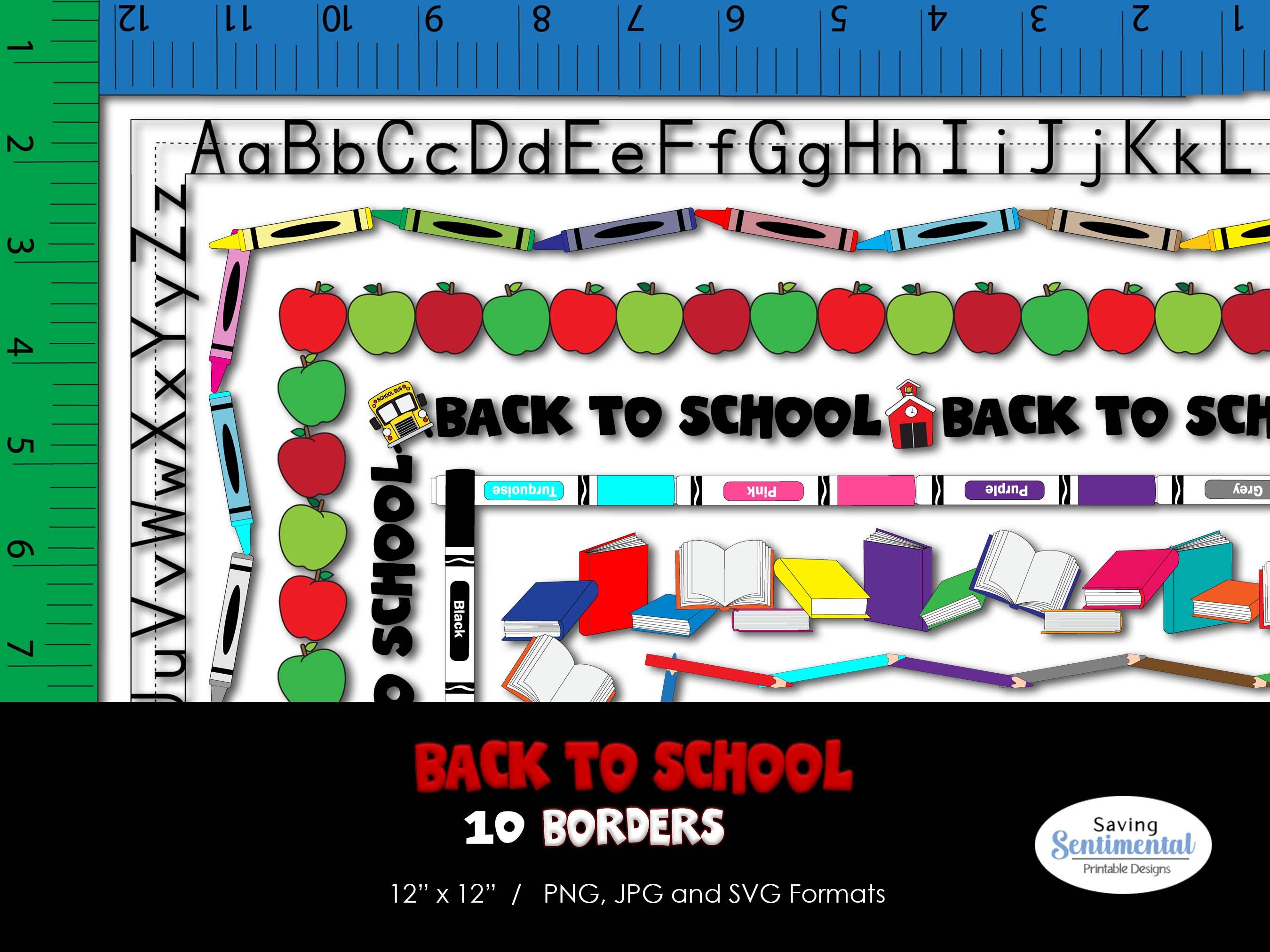 School Borders for Bulletin Boards, School Supplies, Back to School ...