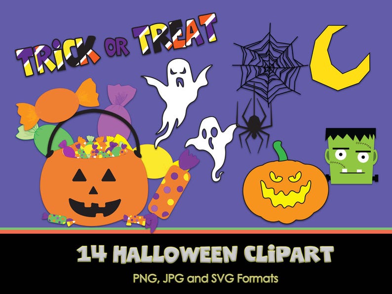 Halloween Clipart and Halloween Borders Clipart, Set of 20. Happy ...