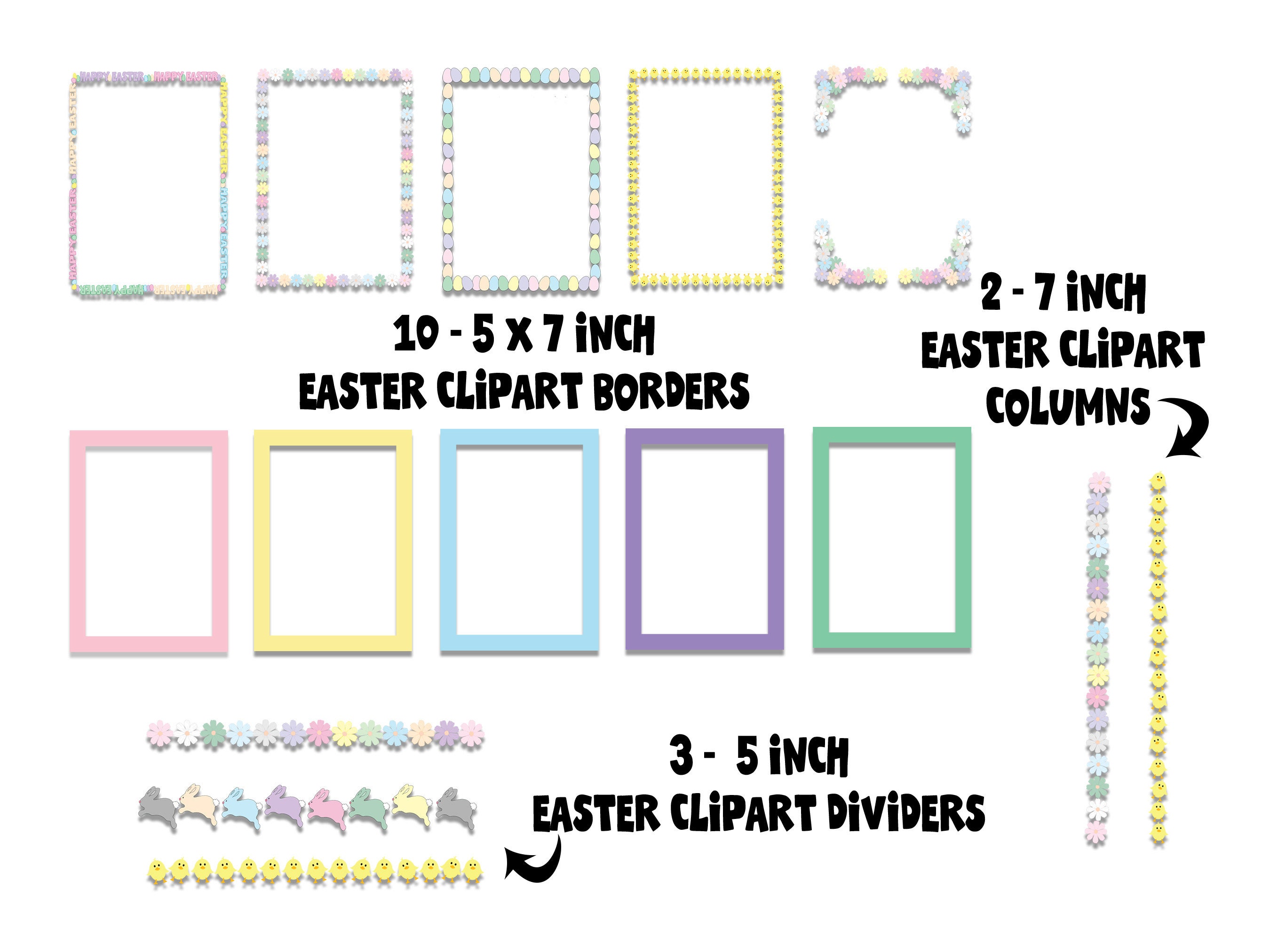 Easter Borders Clipart Easter Frames Dividers Columns Easter PNG ...