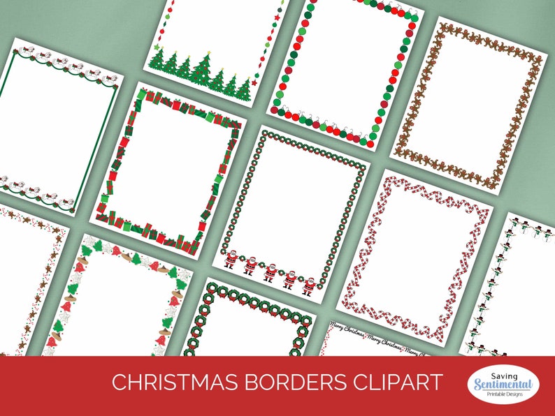 Christmas Borders Clipart, Holiday Frames, PNG (digital Download) - Etsy