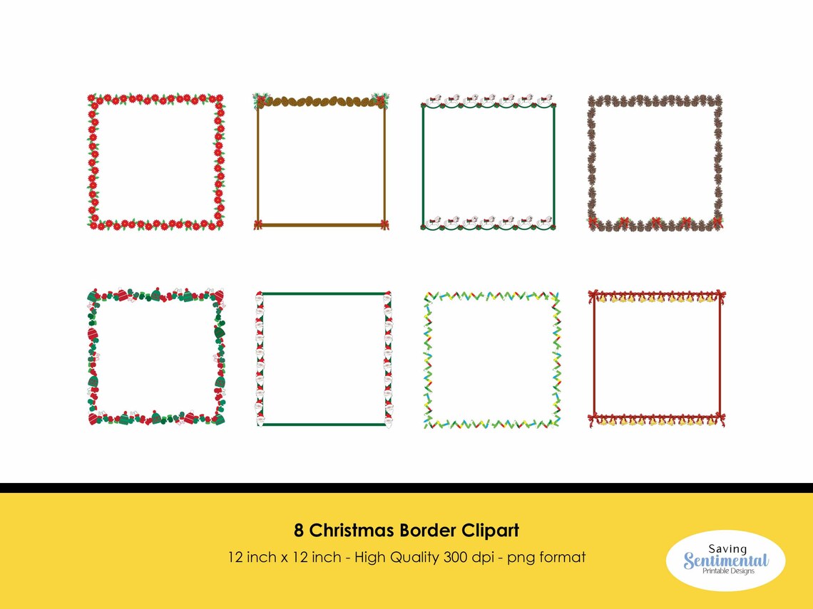Christmas Borders Clipart, Set of 24 Christmas Clipart Borders, Columns ...