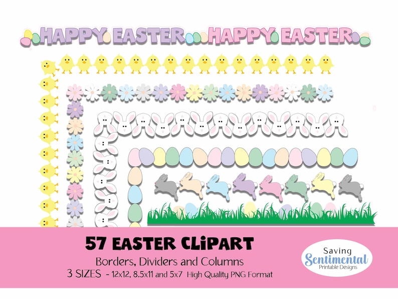 Easter Borders Clipart Easter Frames Dividers Columns Easter PNG ...