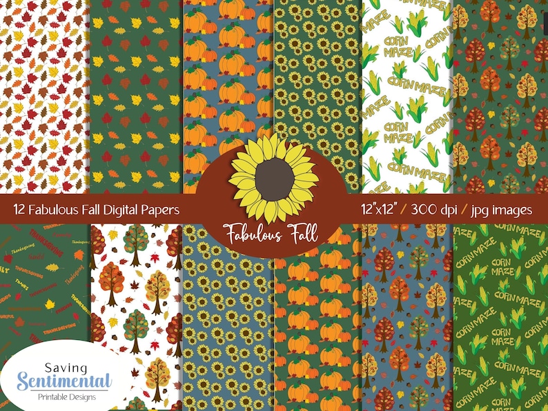 Fall Digital Paper, Autumn Digital Paper, Fall Background, Fall ...