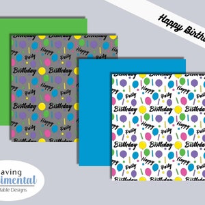 Birthday Papers and Balloon Clipart, With Colorful Birthday Patterns ...