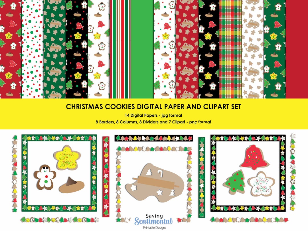 Christmas Cookie Clipart & Digital Paper Set (digital Download) - Etsy