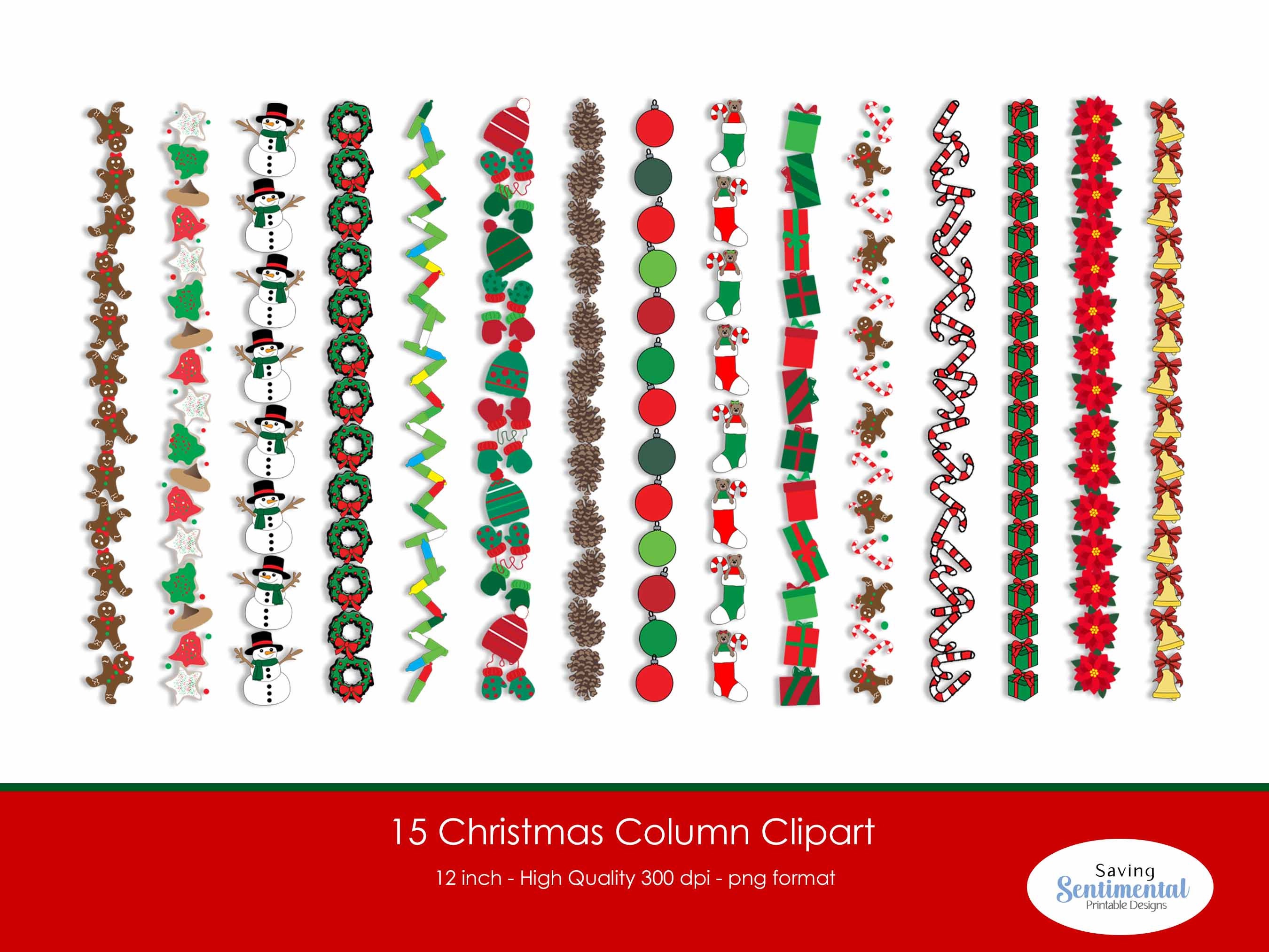 Christmas Borders Clipart, Set of 45 Christmas Borders, Columns and ...