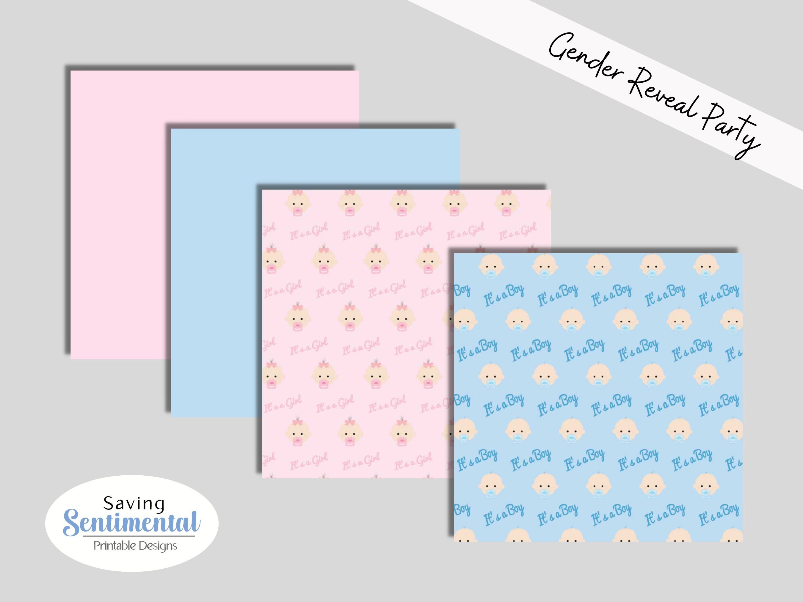 Gender Reveal Digital Paper, Gender Reveal Clipart for Gender Reveal ...